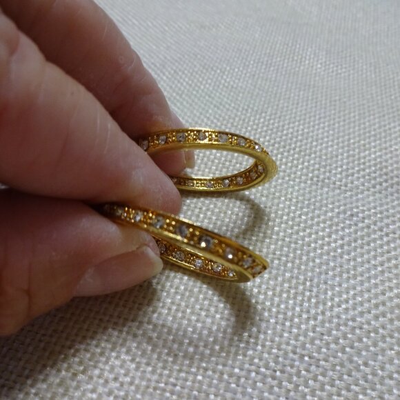 Avon | Jewelry | Vintage Gold Hoops With Rhinestones With A Top Closure ...